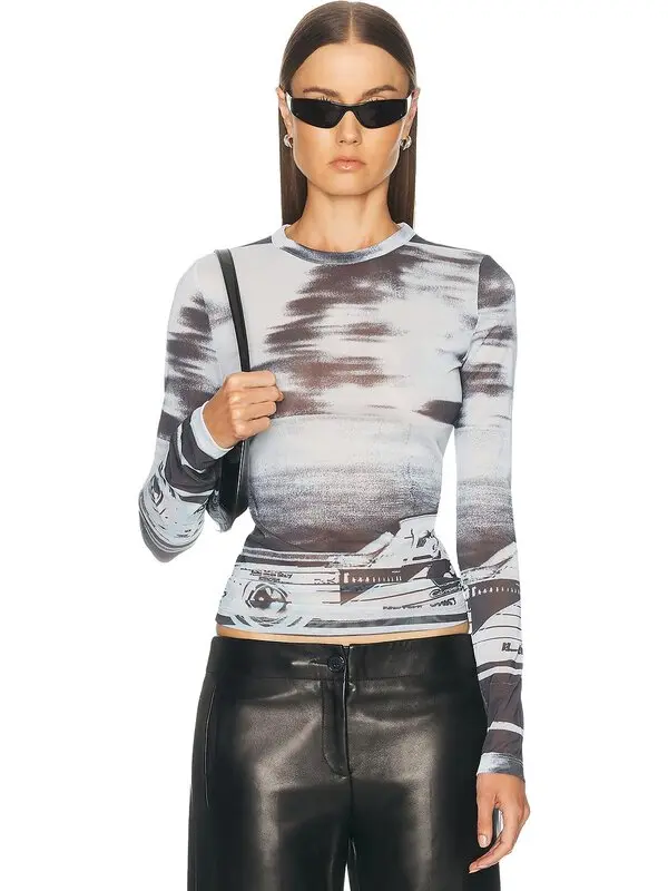 PORSCHE X Revolve Long Sleeve Mesh Top - Grey Multi