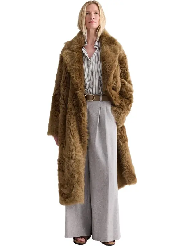 TWP Theodore Shearling Coat - Kangaroo