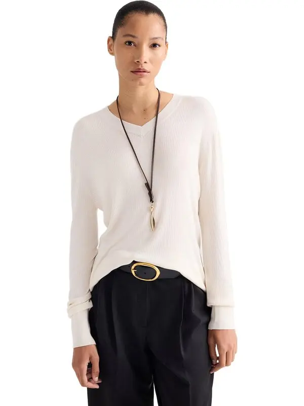 TWP Viscose Silk V-neck Sweater - Ivory