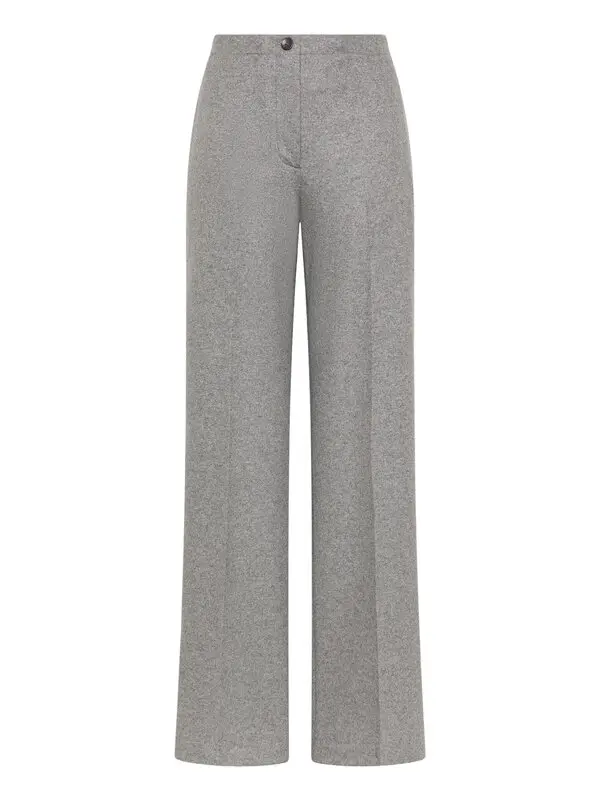 SEVENTY VENEZIA Relaxed Fit Flannel Trousers - Gray