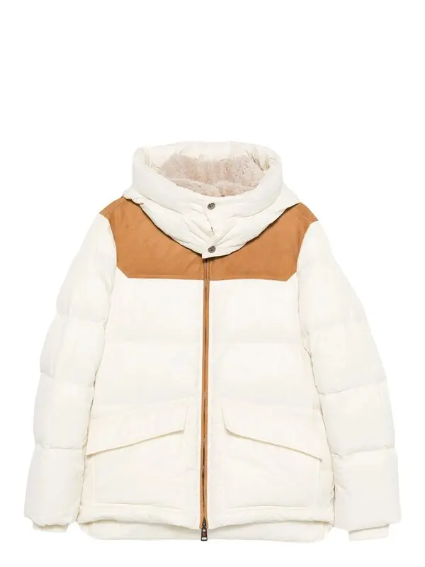KIRED Padded Jacket With Suede Panels - Beige