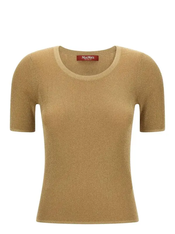 Max Mara Short Sleeve Knit Top - Metallic
