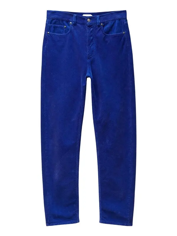Versace Straight Corduroy Pants With Medusa Logo Label - Blue