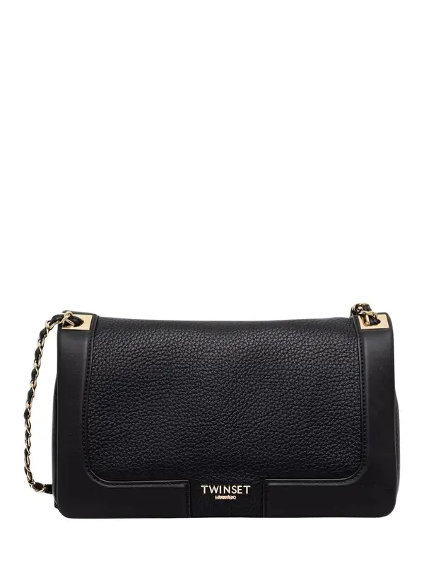 TWINSET Shoulder Bag With Lettering Logo - Black