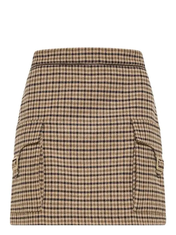 SEVENTY VENEZIA Plaid Mini Skirt With Cargo Pockets - Beige