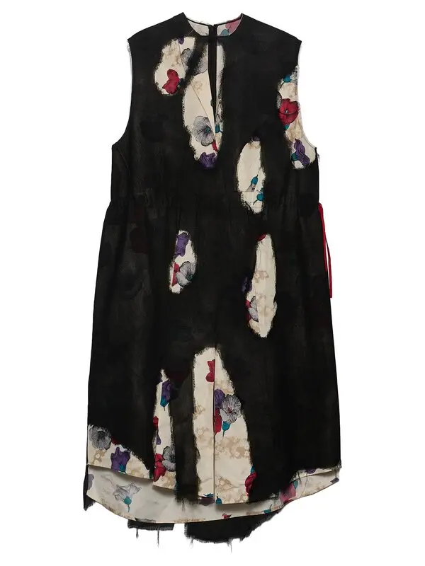 Prada Devoré Georgette Floral Print Dress - Black