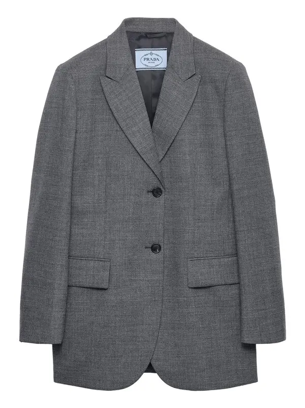 Prada Single-breasted Mélange Hopsack Jacket - Grey