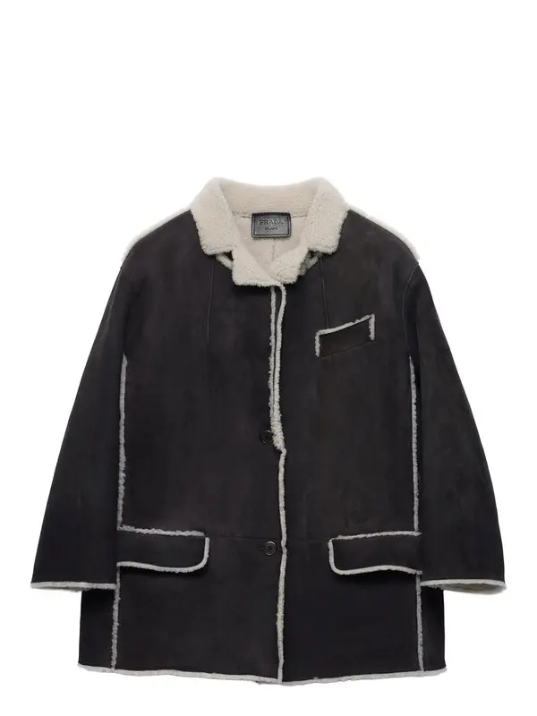 Prada Shearling Caban Jacket - Grey