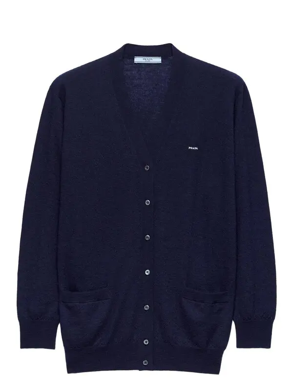 Prada Cashmere V-neck Cardigan - Blue