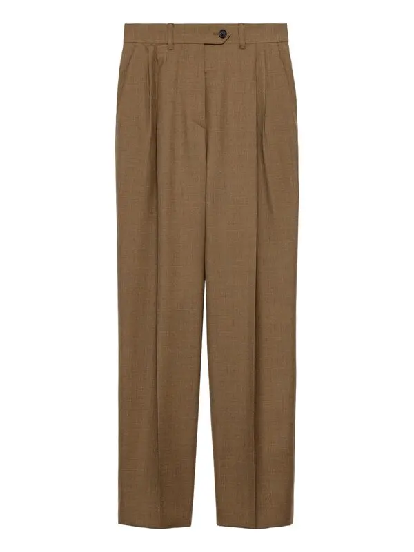 Prada Wool Pleated Trousers - Brown