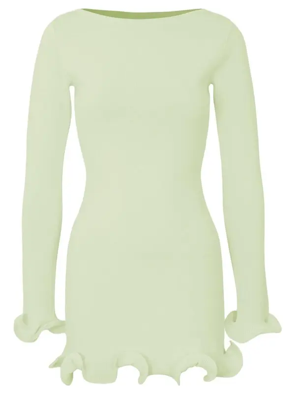 SAME Long Sleeve Ruffle Hem Mini Dress - Mint