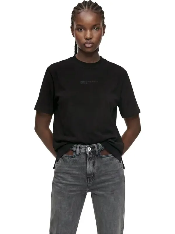 Karl Lagerfeld Open-back Mock Neck T-shirt - Black