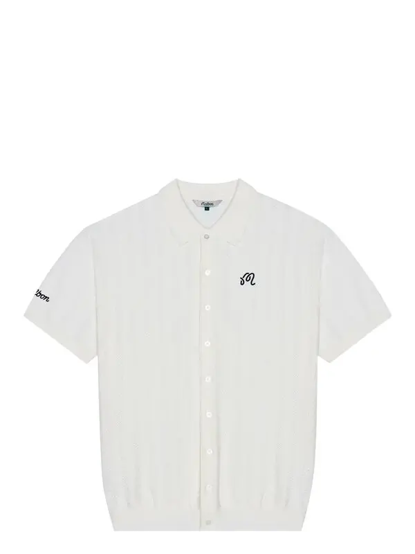 MALBON Crosscut Polo Shirt 'ivory - Cream
