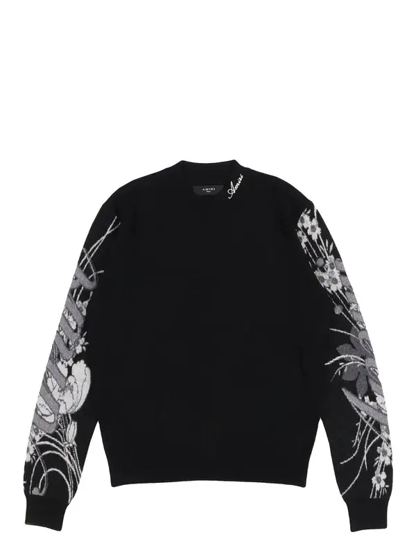 Amiri Floral Arm Print Long Sleeve T-shirt - Black