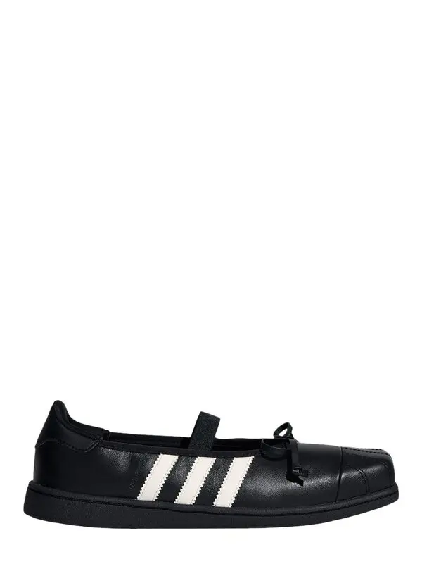 Adidas Square Toe Ballet Flats With Bow Detailing - Black