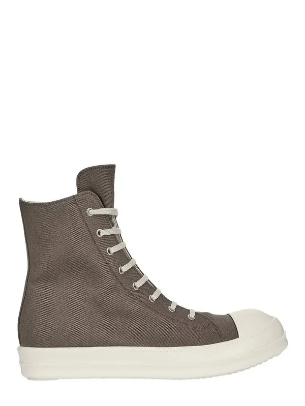 Rick Owens Denim High Top Sneakers - Grey
