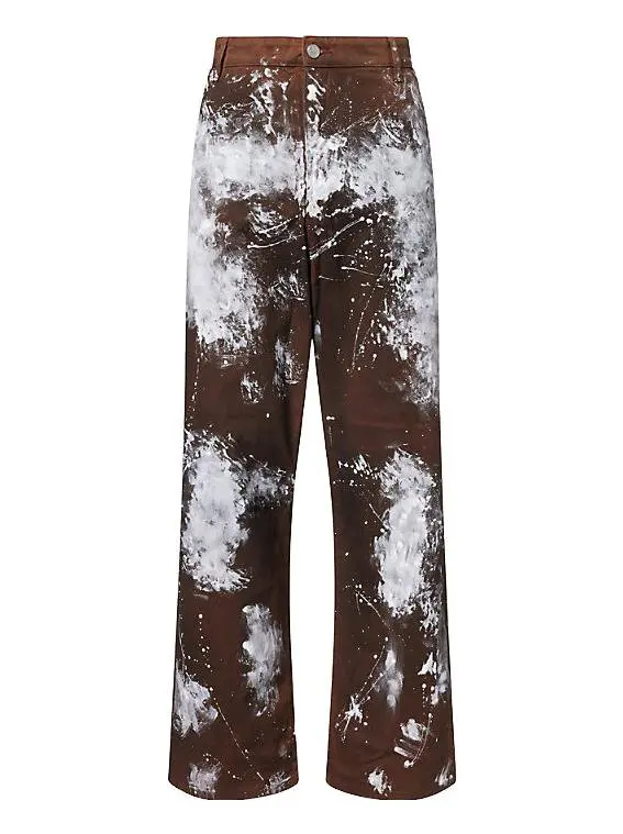 BASKETCASE Paint Splatter Cotton Denim Jeans - Brown