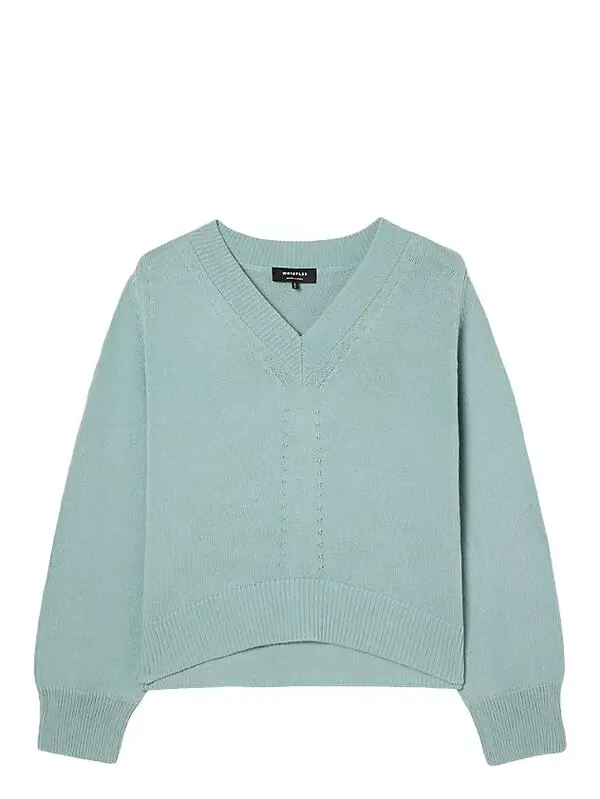 Whistles V-neck Relaxed Fit Cotton Jumper - Blue