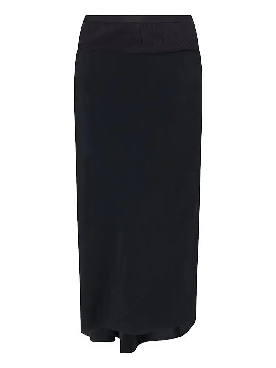 Rick Owens Bias A-line Crepe Midi Skirt - Black