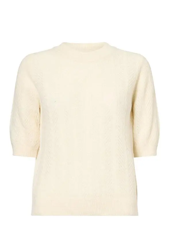Veronica Beard Shana Pointelle-knit Alpaca-blend Top - Dove