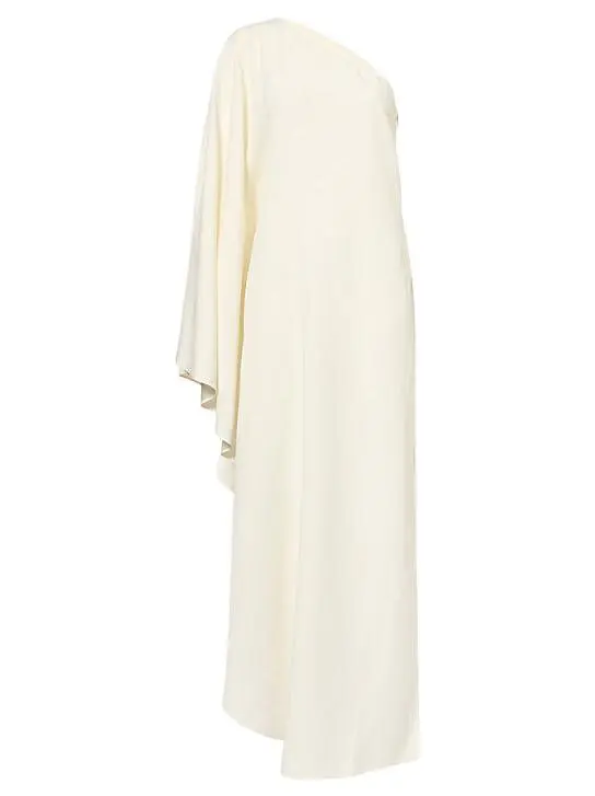 TALLER MARMO Asymmetric Cape Effect Crepe Midi Dress - Latte