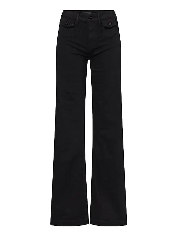 Paige Leenah Patch-pocket Wide-leg Stretch-denim Jeans - Black Shadow