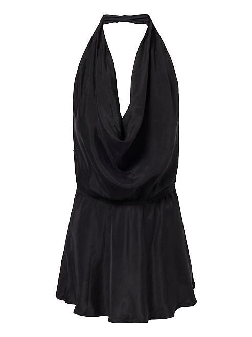 Dissh Adele Cowl Neck Halterneck Top - Black