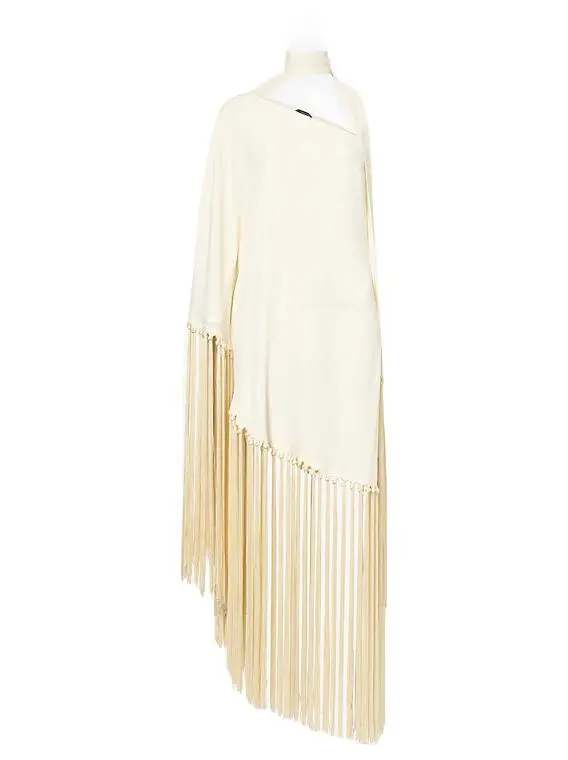 TALLER MARMO Crepe Maxi Dress With Fringe Detail - Latte