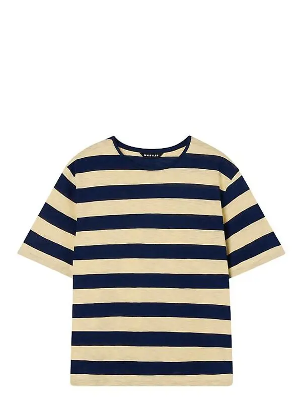 Whistles Wide Stripe Cotton T-shirt - Blue
