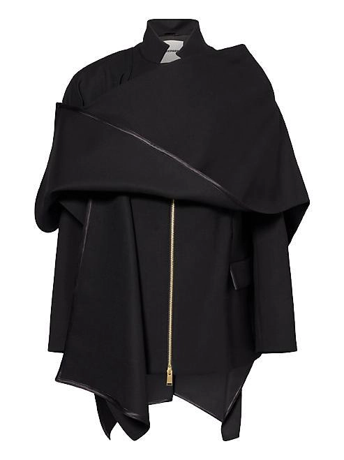 DARKPARK Robin Detachable Cape Wool Blazer Jacket - Black