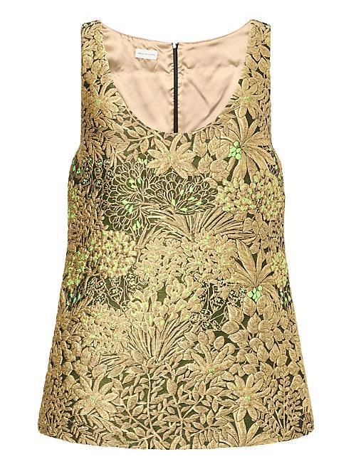 Dries Van Noten Embroidered Jacquard Woven Top - Sand