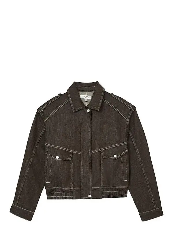 REISS Blair Relaxed-fit Stretch-denim Jacket - Brown