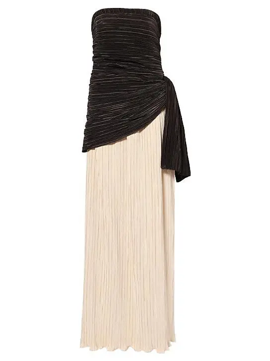 Simkhai Laia Strapless Satin Maxi Dress - Black Multi