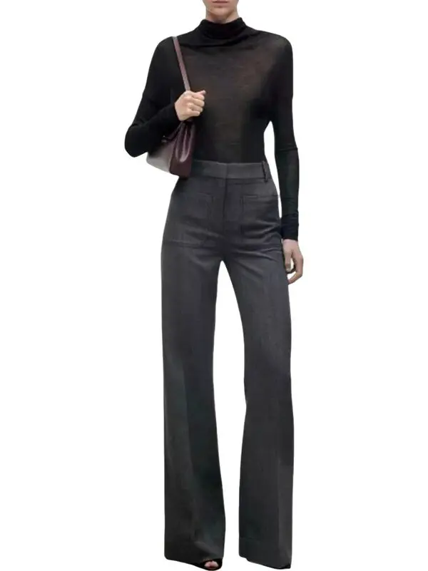 Victoria Beckham Patch-pocket Wide-leg Trousers - Grey