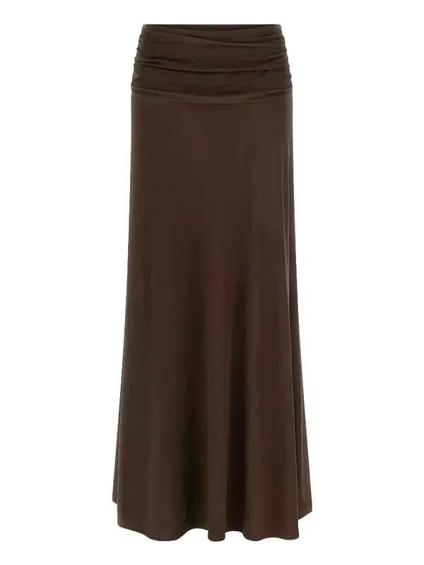 Guess Milena Ruched Waistband Long Skirt - Brown