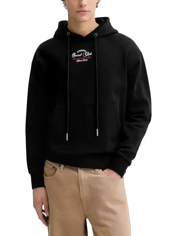 Iceberg Social Club Cotton Hoodie - Black