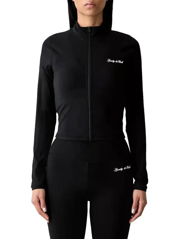 SPORTY & RICH Logo-print Zip-up Sweatshirt - Black