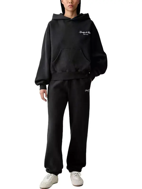 SPORTY & RICH Logo-print Drawstring Track Pants - Black