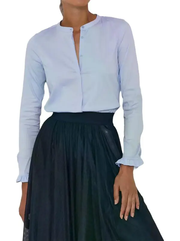 MOS MOSH Mattie Ruffle Buttoned Shirt - Blue