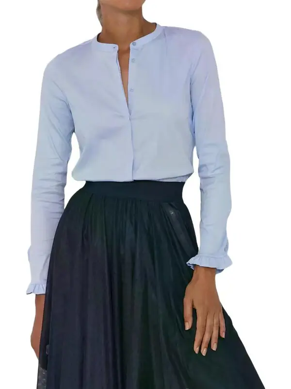 MOS MOSH Mattie Ruffle Buttoned Shirt - Blue