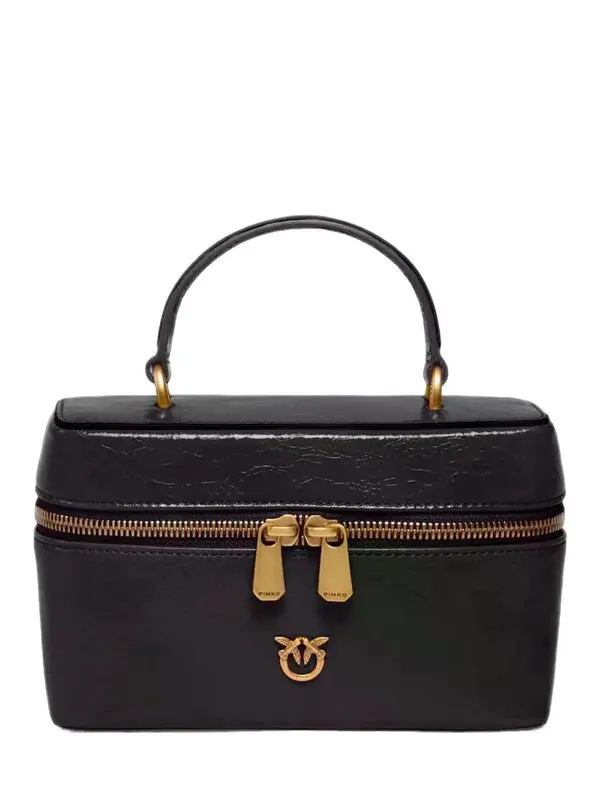 Pinko Small Crossbody Bag In Glossy Leather - Black
