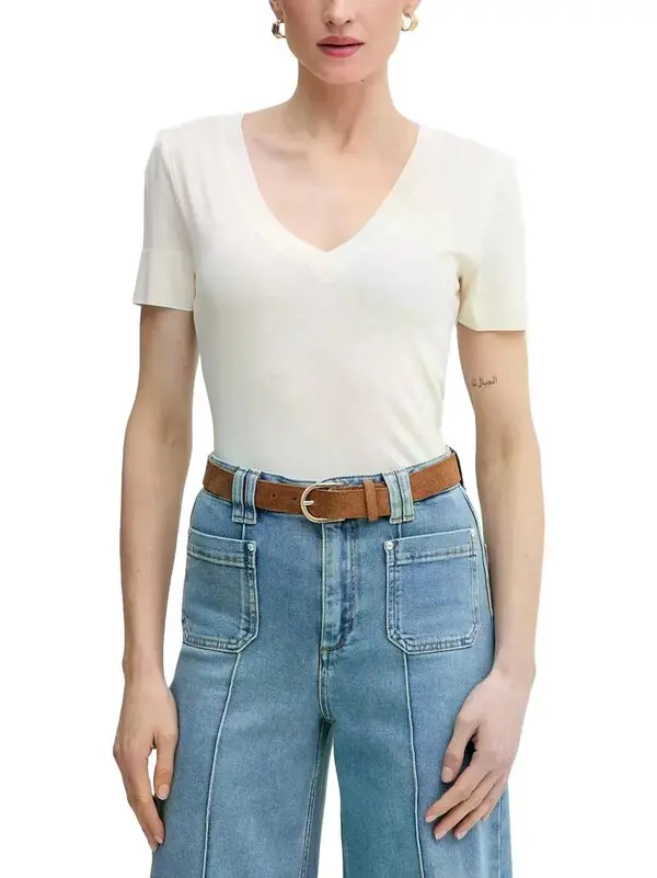 MOS MOSH V-neck Short-sleeve T-shirt - Neutrals