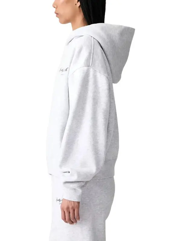 SPORTY & RICH Logo-print Pouch-pocket Hoodie - Grey