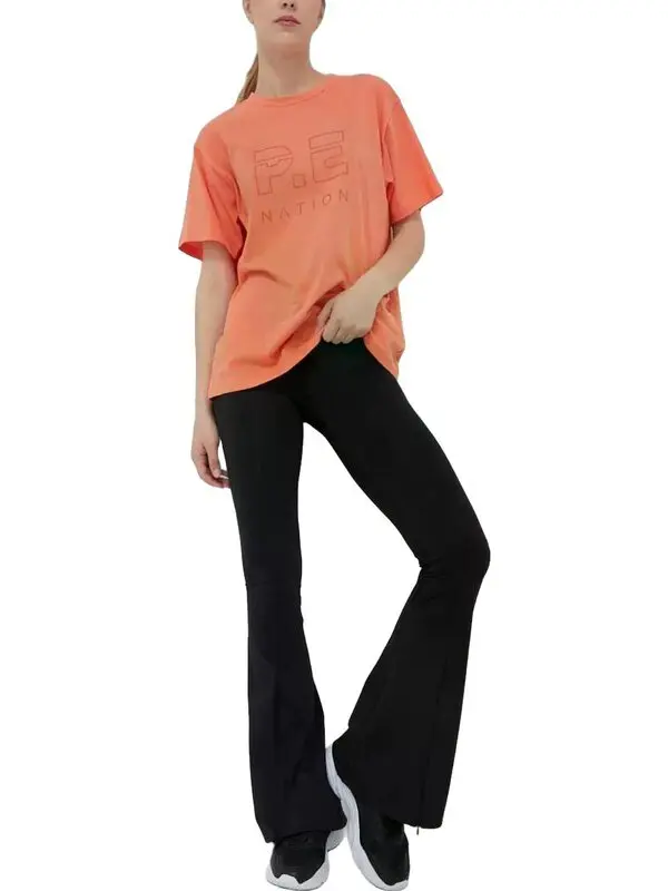 P.E Nation Embossed Logo Cotton T-shirt - Orange