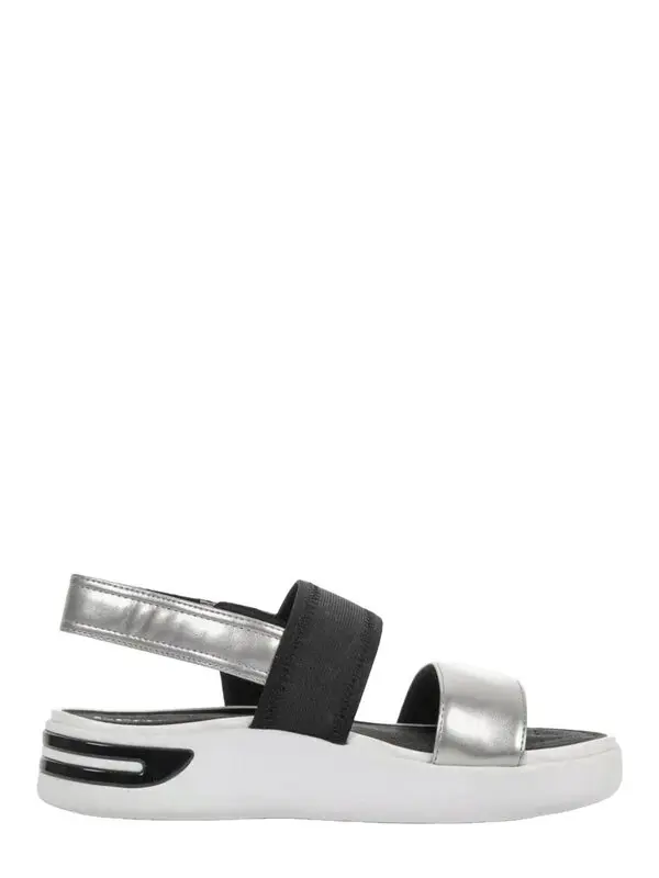 Geox Metallic-effect Touch-strap Flat Sandals - Silver