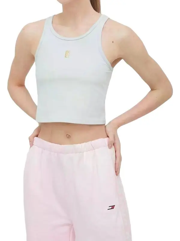 P.E Nation Ribbed Logo-embroidered Crop Top - Grey