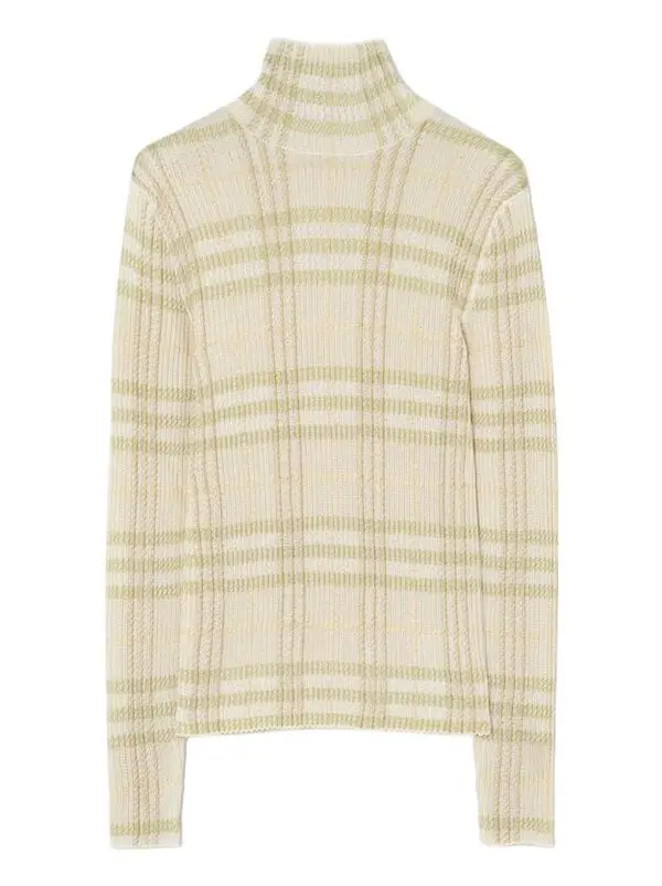 Burberry Check Viscose Turtleneck Sweater - Beige