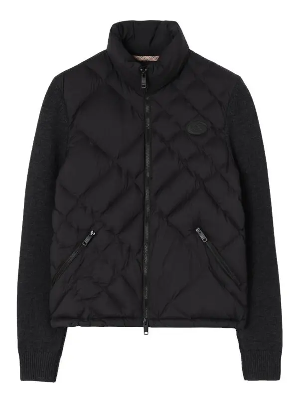 Burberry Nylon Dunsbury Puffer Jacket With Check-stitch Quilting - Black