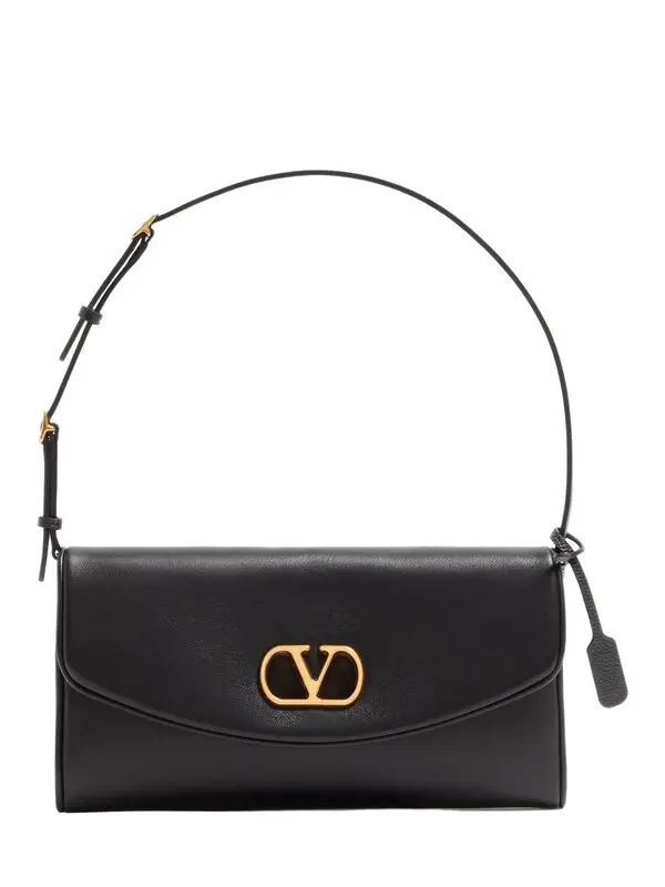 Valentino Garavani Mini Shoulder Bag In Grainy Calfskin With Antique Brass Hardware - Nero