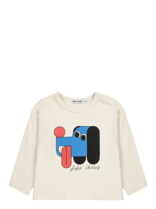 BOBO CHOSES Mini Doggy Mate Long Sleeve T-shirt - White